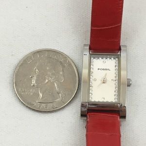 Fossil | Accessories | Vintage Fossil Red Leather Strap Watch | Poshmark